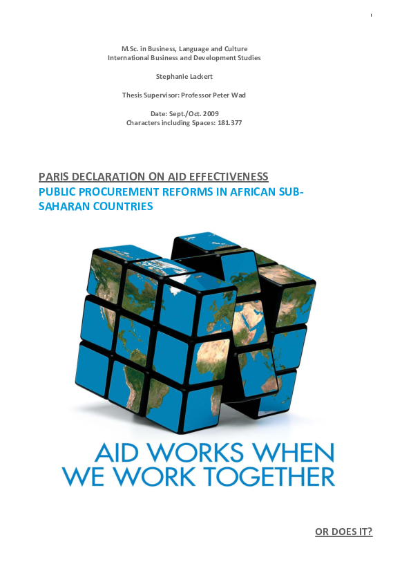 (PDF) Paris Declaration on Aid Effectiveness