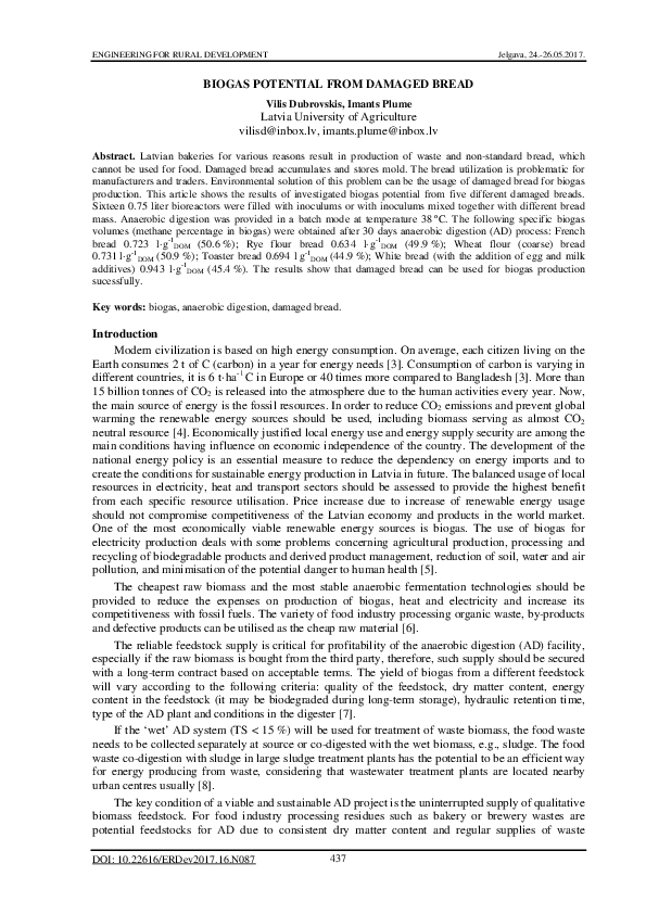 (PDF) Biogas potential from demaged bread