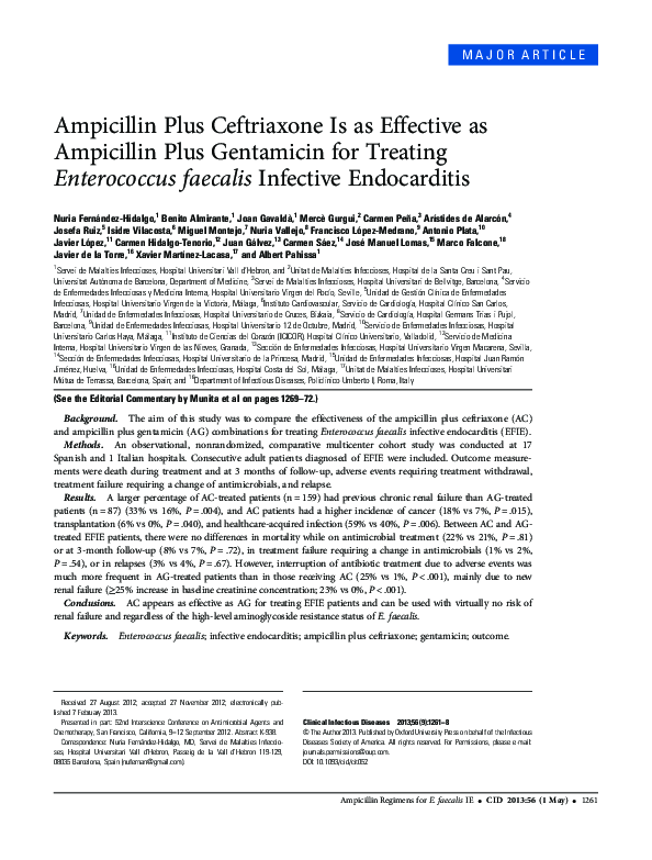 (PDF) Ampicillin Plus Ceftriaxone Is as Effective as Ampicillin Plus ...