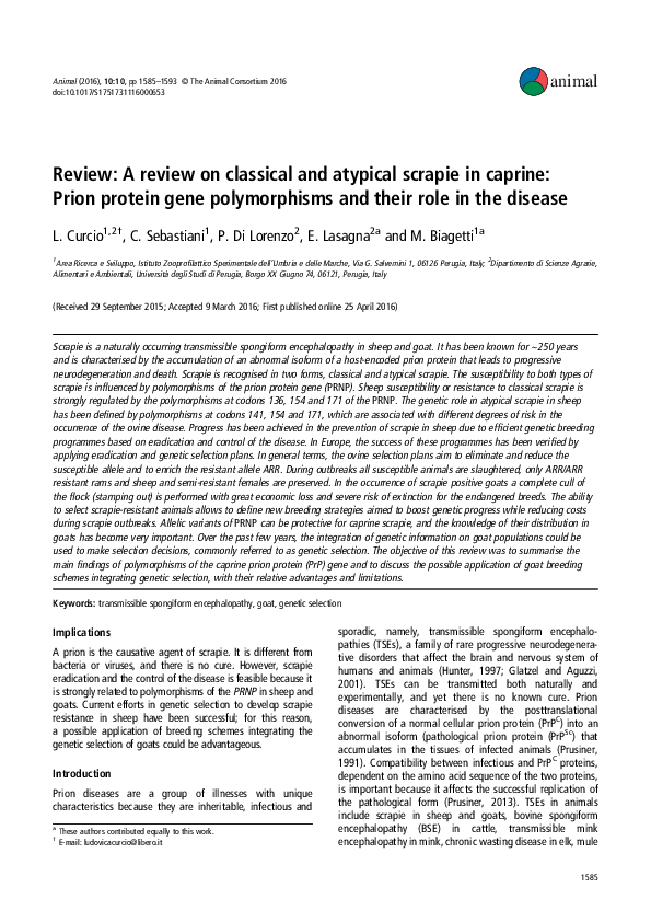 (PDF) Review: A review on classical and atypical scrapie in caprine ...