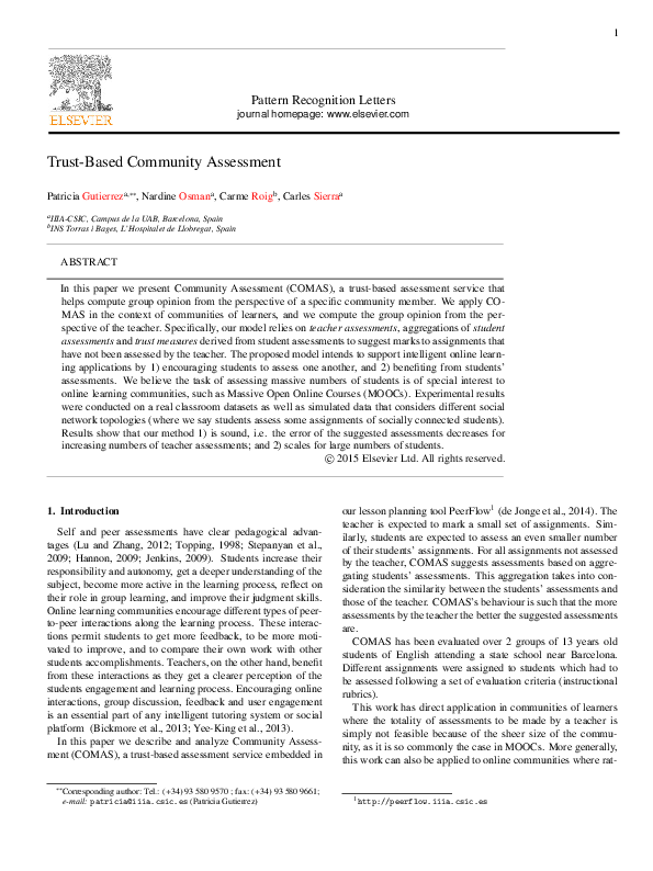 (PDF) Trust-Based Community Assessment