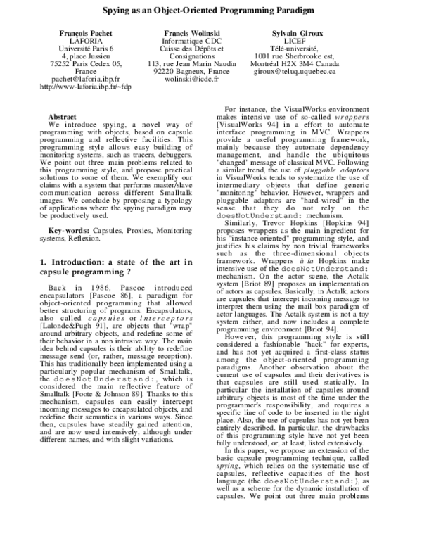 (PDF) Spying as an object-oriented programming paradigm