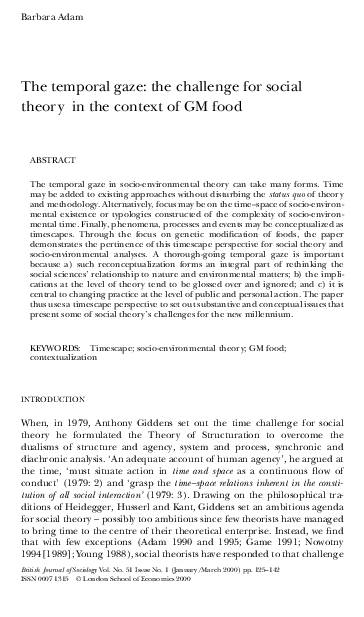 (PDF) The temporal gaze: the challenge for social theory in the context ...