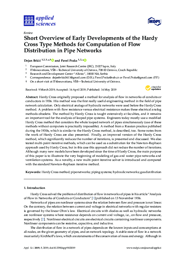 (PDF) Short Overview of Early Developments of the Hardy Cross Type ...