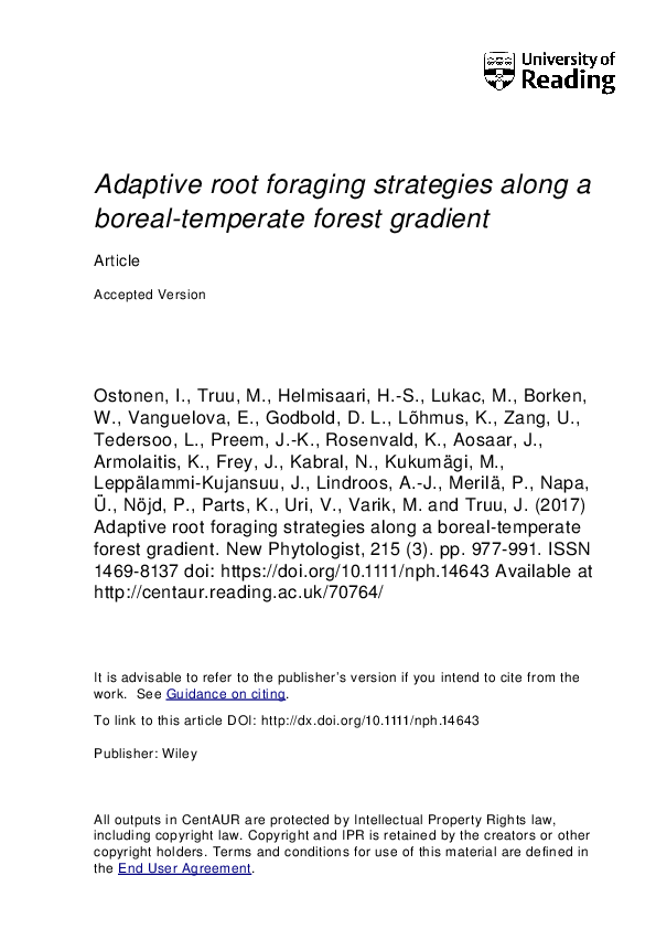 (PDF) Adaptive root foraging strategies along a boreal-temperate forest ...