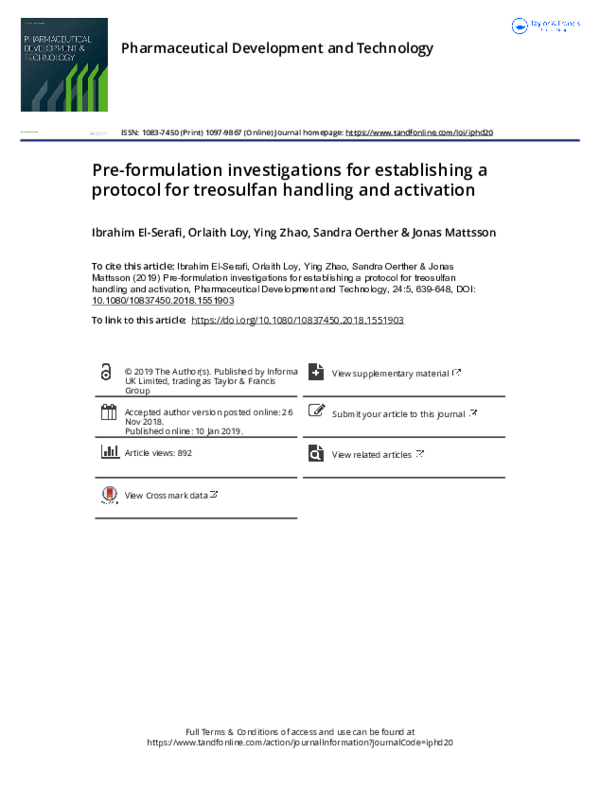 (PDF) Pre-formulation investigations for establishing a protocol for ...