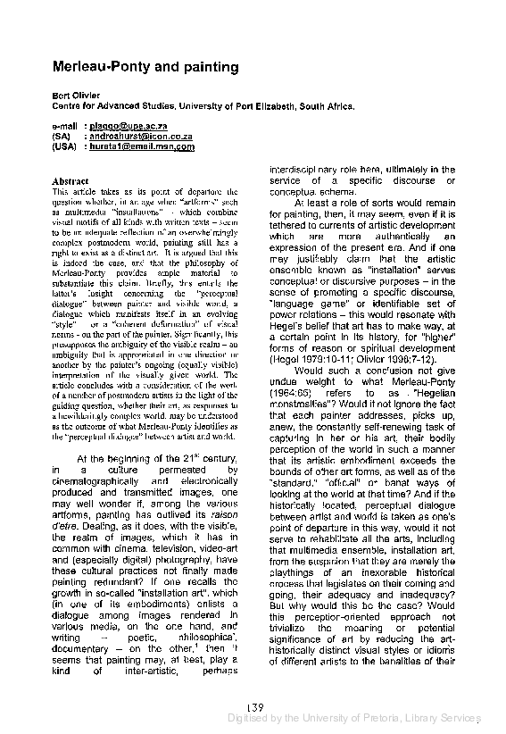(PDF) Merleau-Ponty and painting