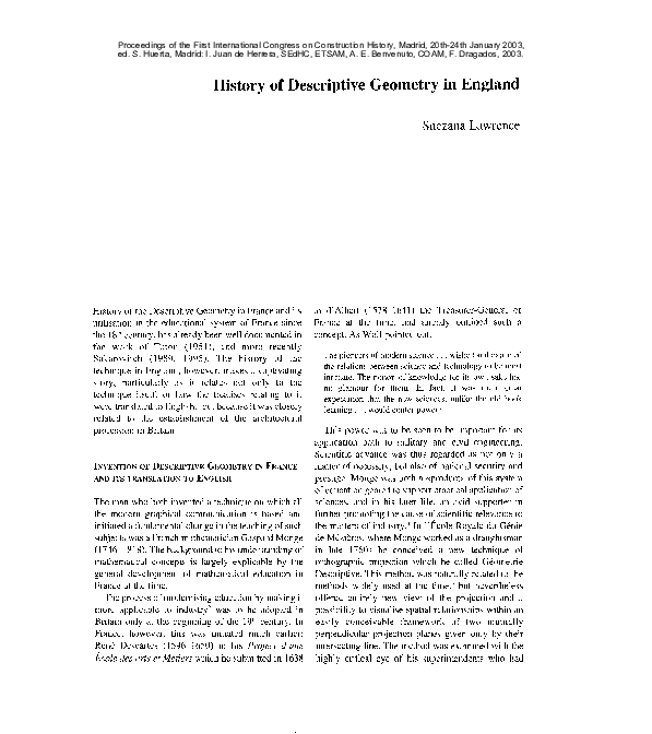 (PDF) History of descriptive geometry in England | Snezana Lawrence ...