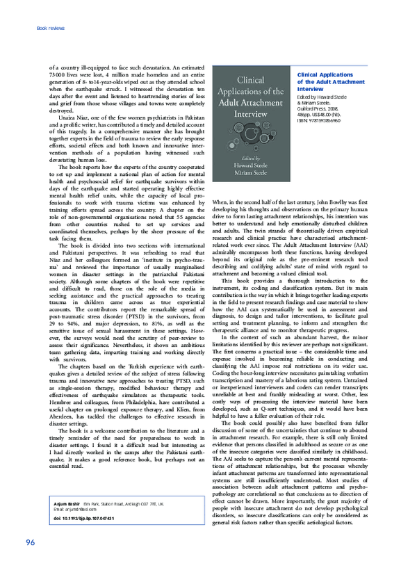 (PDF) Clinical Applications of the Adult Attachment Interview