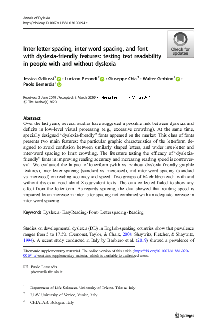 (PDF) Inter-letter spacing, inter-word spacing, and font with dyslexia ...