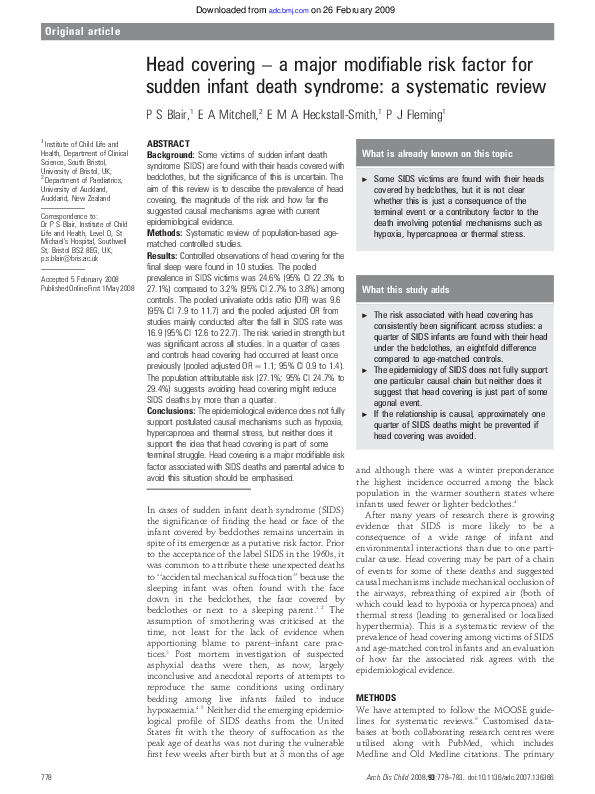 (PDF) Head covering - a major modifiable risk factor for sudden infant ...