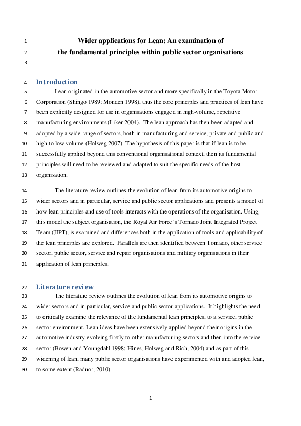 (PDF) Wider applications for Lean