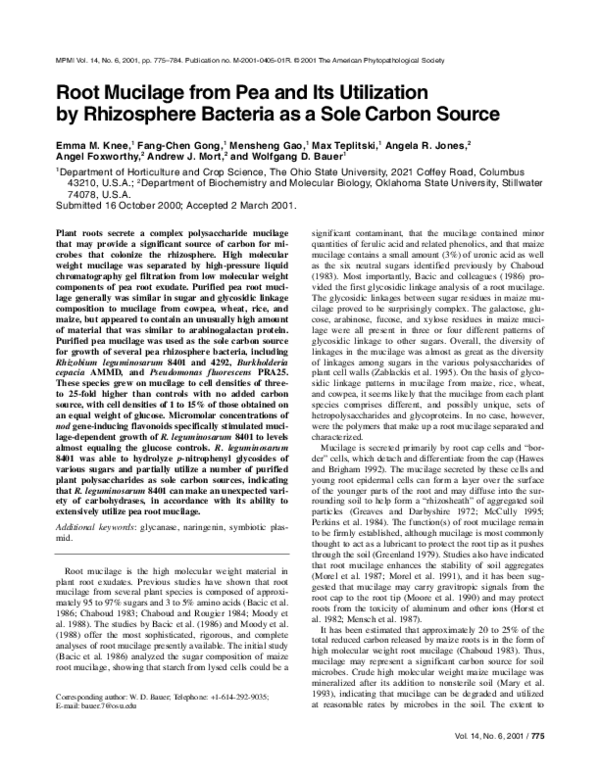 (PDF) Root Mucilage from Pea and Its Utilization by Rhizosphere ...