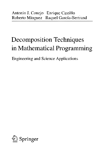(PDF) Decomposition techniques in mathematical programming: engineering ...