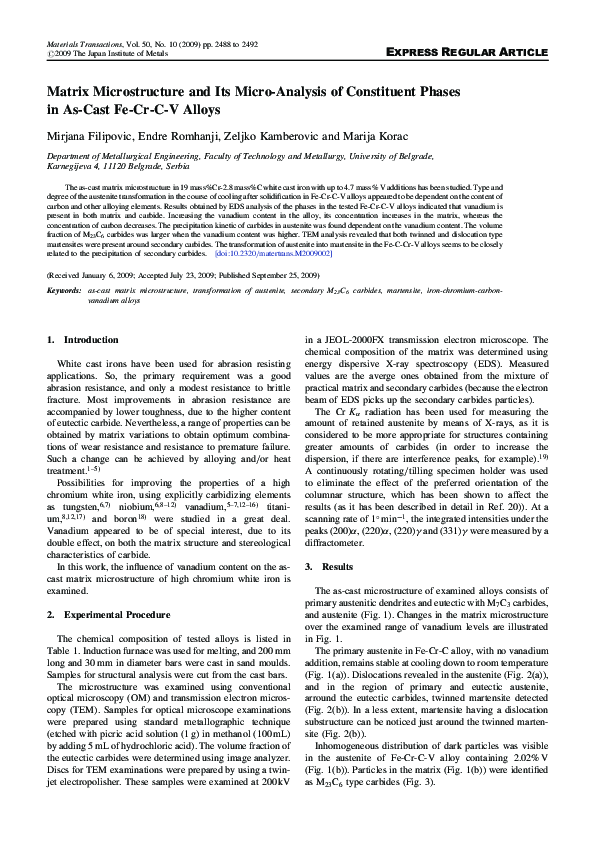 (PDF) Matrix Microstructure and Its Micro-Analysis of Constituent ...