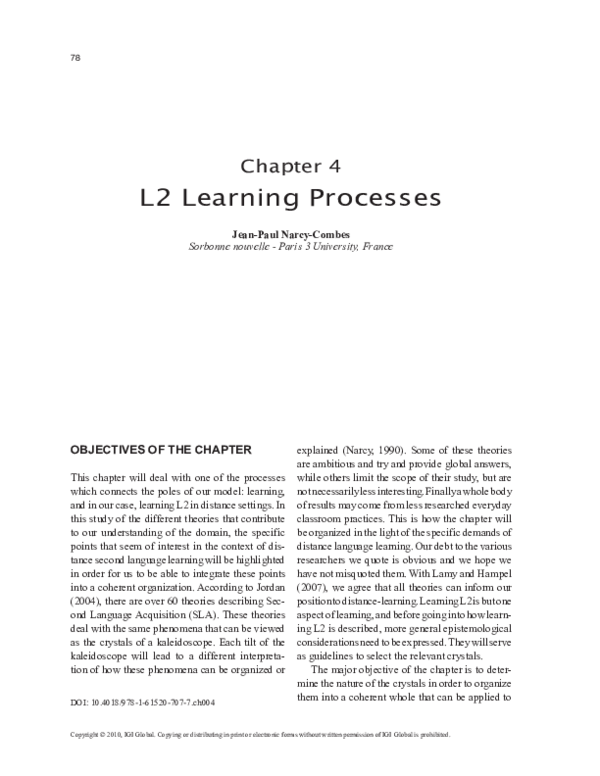 (PDF) L2 Learning Processes
