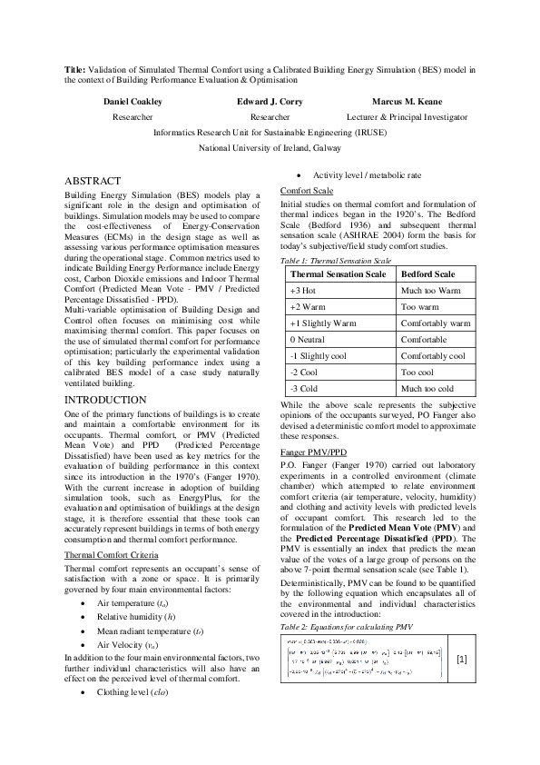 (PDF) Validation of Simulated Thermal Comfort using a Calibrated ...