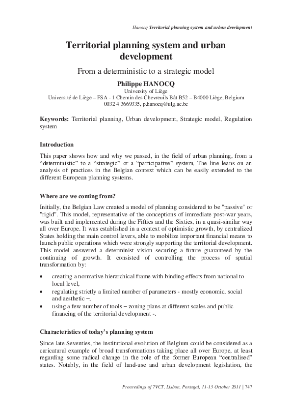 (PDF) Territorial planning system and urban development : from a ...
