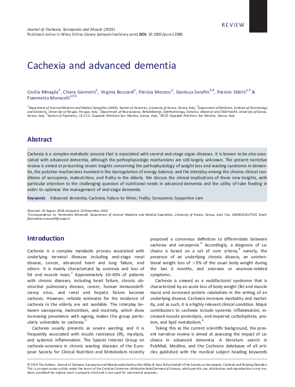(PDF) Cachexia and advanced dementia