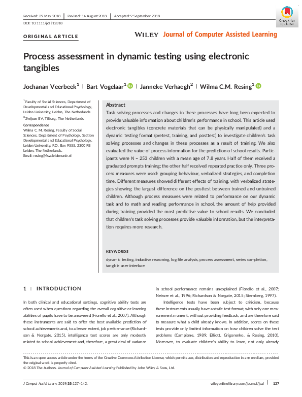 (PDF) Process assessment in dynamic testing using electronic tangibles