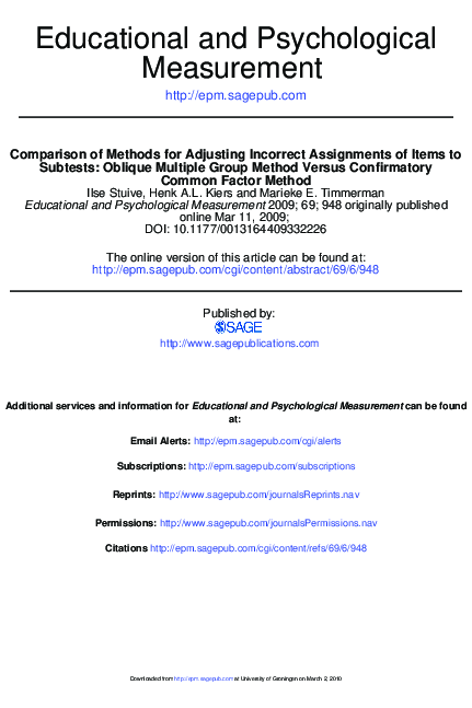 (PDF) Comparison of Methods for Adjusting Incorrect Assignments of ...