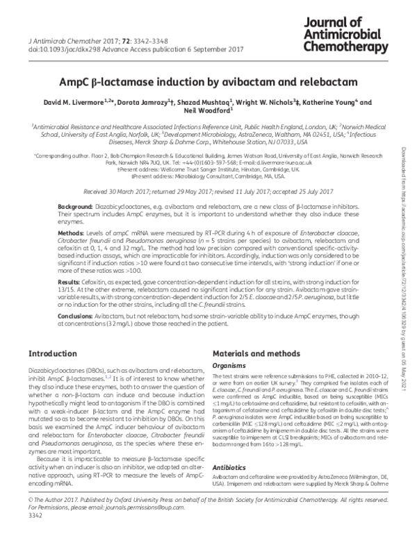 (PDF) AmpC β-lactamase induction by avibactam and relebactam