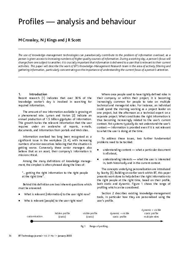 (PDF) Profiles: analysis and behaviour