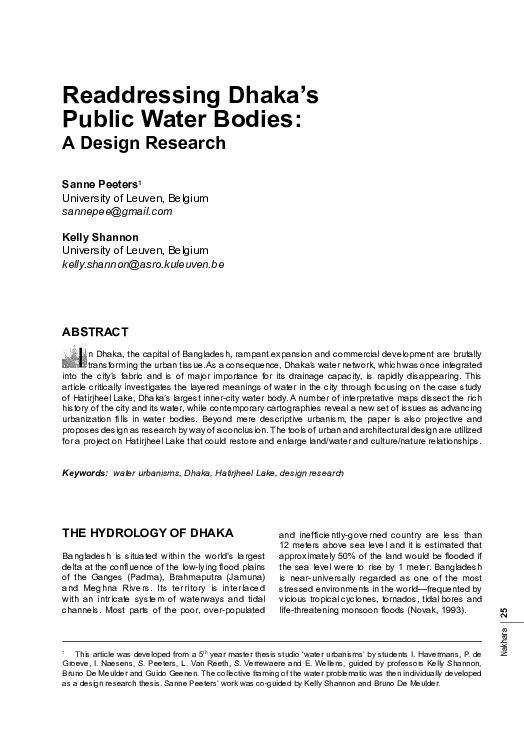 (PDF) Readdressing Dhaka's Public Water Bodies: A Design Research