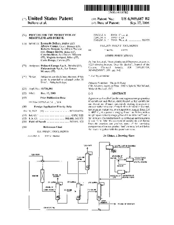 (PDF) Process for the production of mesitylene and durene