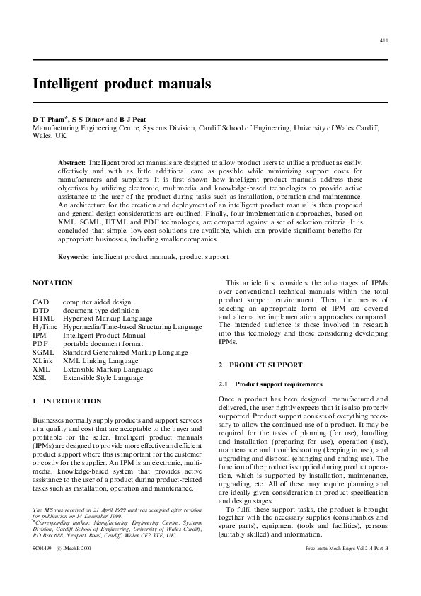 (PDF) Intelligent product manuals