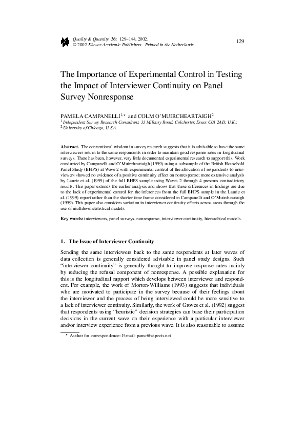 (PDF) The Importance of Experimental Control in Testing the Impact of ...