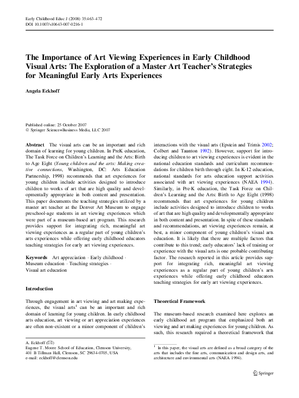 (PDF) The Importance of Art Viewing Experiences in Early Childhood ...