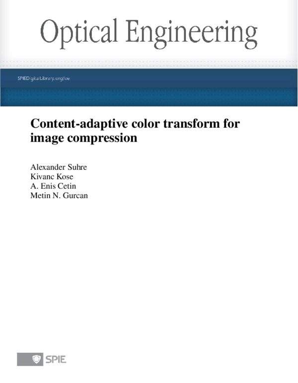 (PDF) Content-adaptive color transform for image compression | Alexander Suhre - Academia.edu