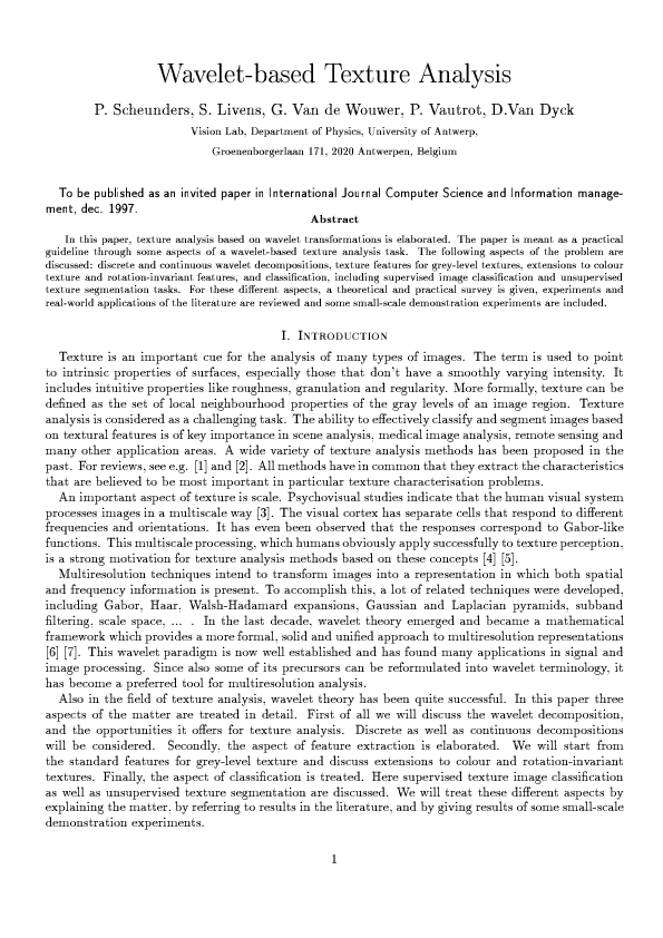 (PDF) Wavelet-based texture analysis