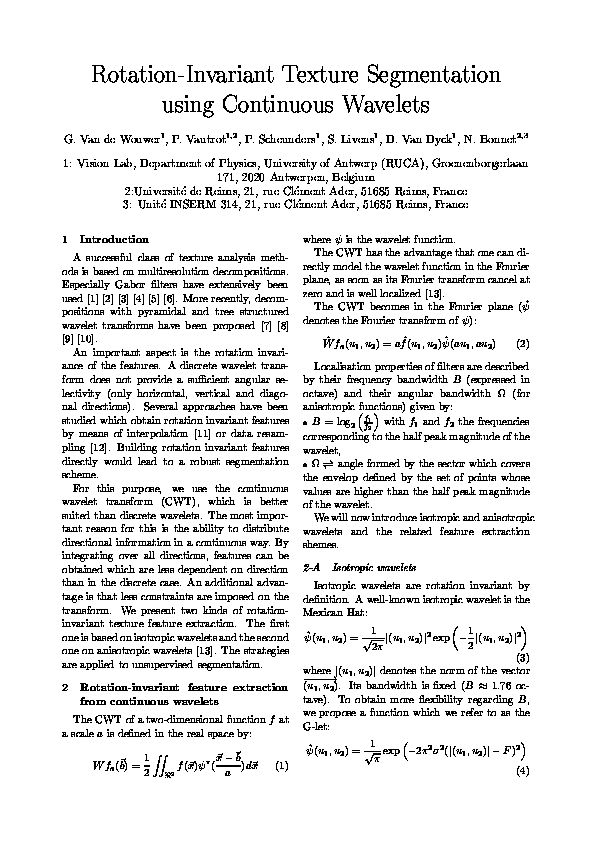 Pdf Rotation Invariant Texture Segmentation With Wavelets