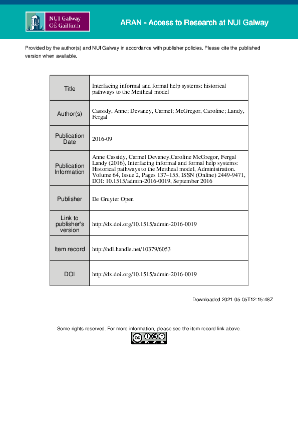(PDF) Interfacing informal and formal help systems: Historical pathways ...