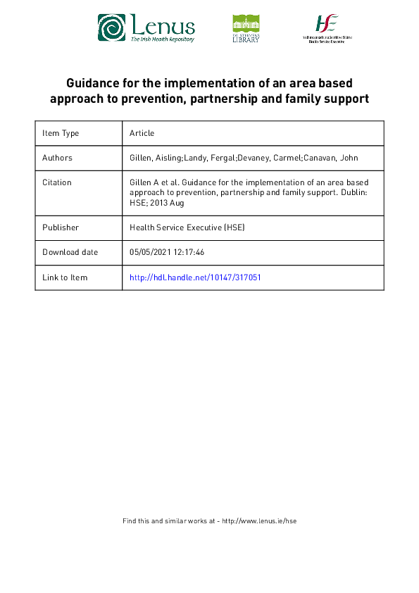 (PDF) Guidance for the implementation of an area based approach to prevention, partnership and ...