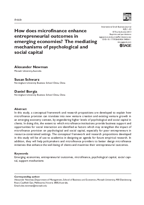 (PDF) How does microfinance enhance entrepreneurial outcomes in ...