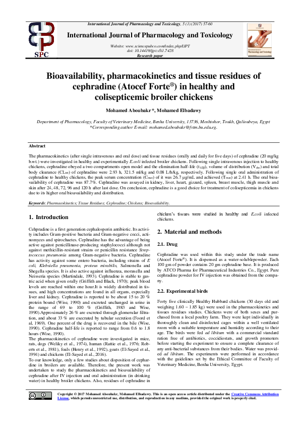 (PDF) Bioavailability, pharmacokinetics, and tissue distribution of 14 ...