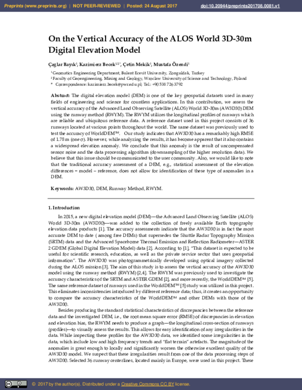 (PDF) Vertical Accuracy of ALOS World 3D DEM