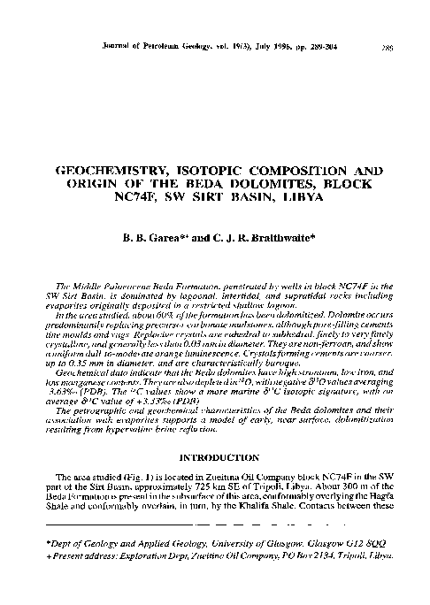 (PDF) Geochemistry, Isotopic Composition and Origin of the Beda ...