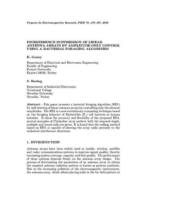 Pdf Interference Suppression Of Linear Antenna Arrays By Phase Only Control Using A Clonal