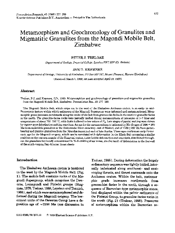 (PDF) Metamorphism and geochronology of granulites and migmatitic ...