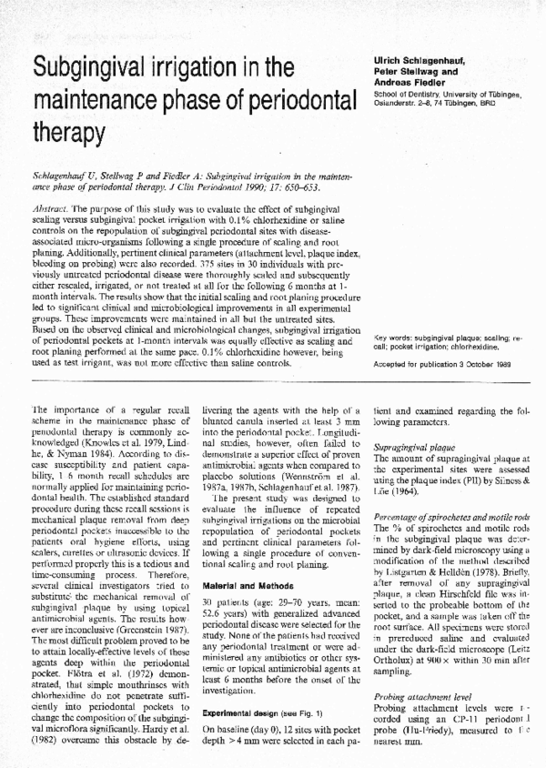 (PDF) Subgingival irrigation in the maintenance phase of periodontal ...
