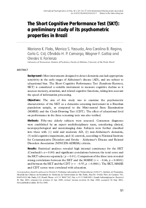(PDF) The Short Cognitive Performance Test (SKT): a preliminary study ...