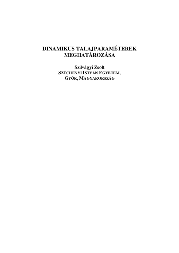 (PDF) Dinamikus talajparaméterek meghatározása