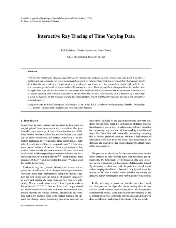 Pdf Interactive Ray Tracing Of Time Varying Data