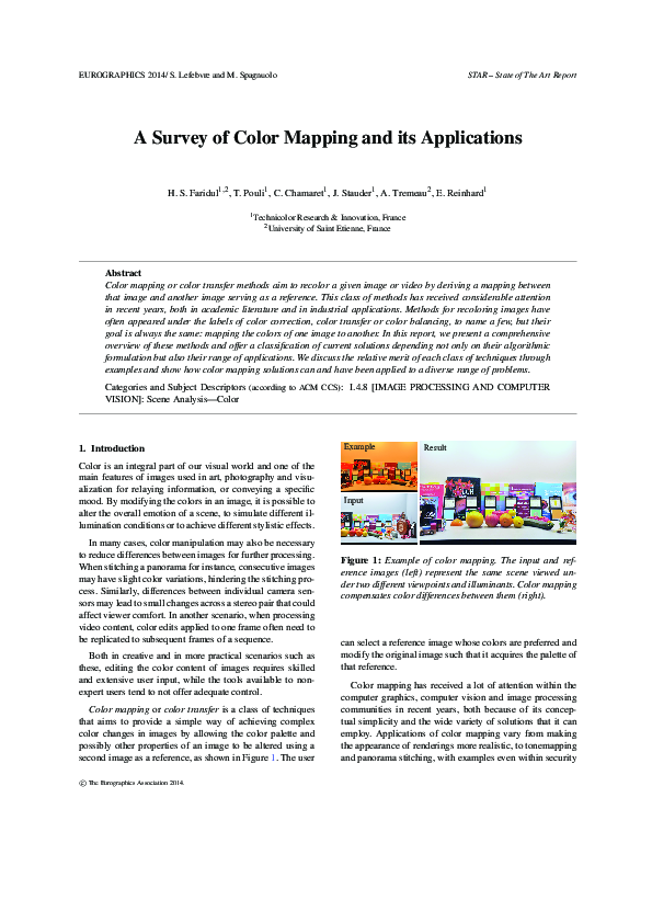 (PDF) A survey of color mapping and its applications