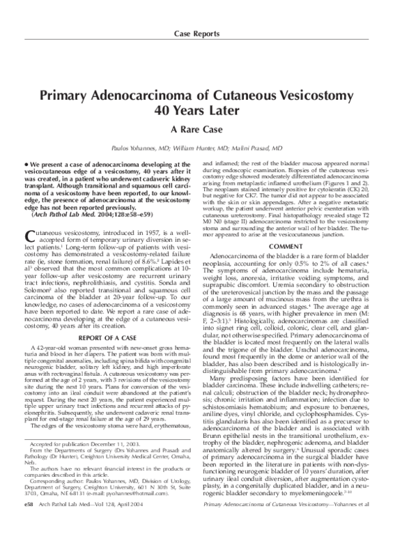 (PDF) Primary adenocarcinoma of cutaneous vesicostomy 40 years later: a ...