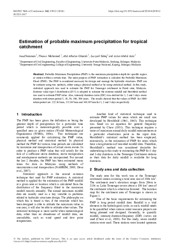 (PDF) The Estimation of Probable Maximum Precipitation